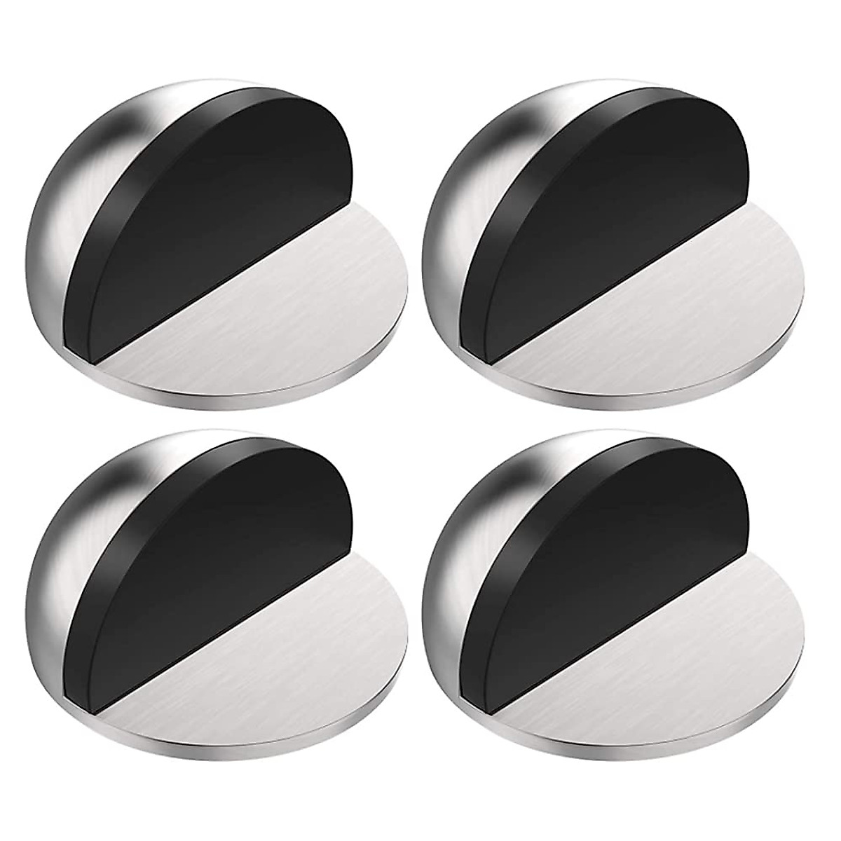 LTIYITL Stainless Steel Half Dome Floor Door Stop Self-Adhesive with Rubber Free Punching—Ground Door Stops for Bedroom Living Bath Shower Room Office Silver—Stainless Steel Floor Door Stopper（4PCS）