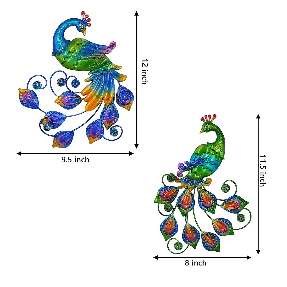 Tuokiuhn Metal Peacock Bird Wall Art Bird Wall Decor Outdoor Wall art Suitable for Outdoor Metal Wall Decorations for Patio Set of 2