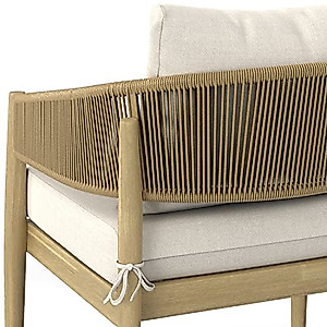 SIMPLIHOME Bayshore 28 Inch Wide Contemporary Outdoor Conversation Chair (Set of 2) in Natural Polyester Fabric, Fully Assembled, For the Living Room and Family Room