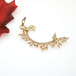 Crystal Pearl Flower Climbers Crawler Stud Earring Cute Rhinestone Resin Floral Left Ear Cuff Wrap Clip Earring Top Ear Clip Gold Jewelry Jacket for Women 1 Pcs