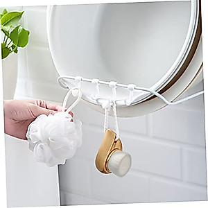 Alipis 1pc Holder Basin Storage Basket Organizer Wall- Wall-Mounted Simplicity Dish White Kitchen Washbasin Shelf Rack Bathroom Hanging for Stand Mounted with Pan Multifunctional Hook