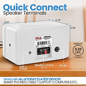 Jovial Bluetooth Indoor Outdoor Speakers Pair-200 Watt Dual Waterproof 3.5” 2-Way Full Range Speaker System w/1/2” High Compliance Polymer Tweeter-Home,Boat,Marine,Deck,Patio,Poolside(White)