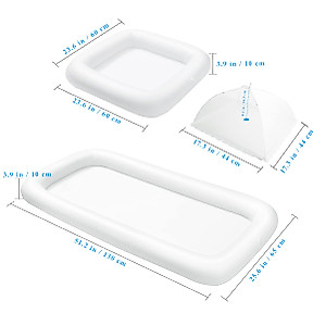 HEMOTON 1 Set 2PCS Inflatable Pool Serving Bar and 3pcs Mesh Food Tent Set Drinking Buffet Tray Inflatable Ice Serving Buffet Bar Drinks Cooler Tray with Drain Plug