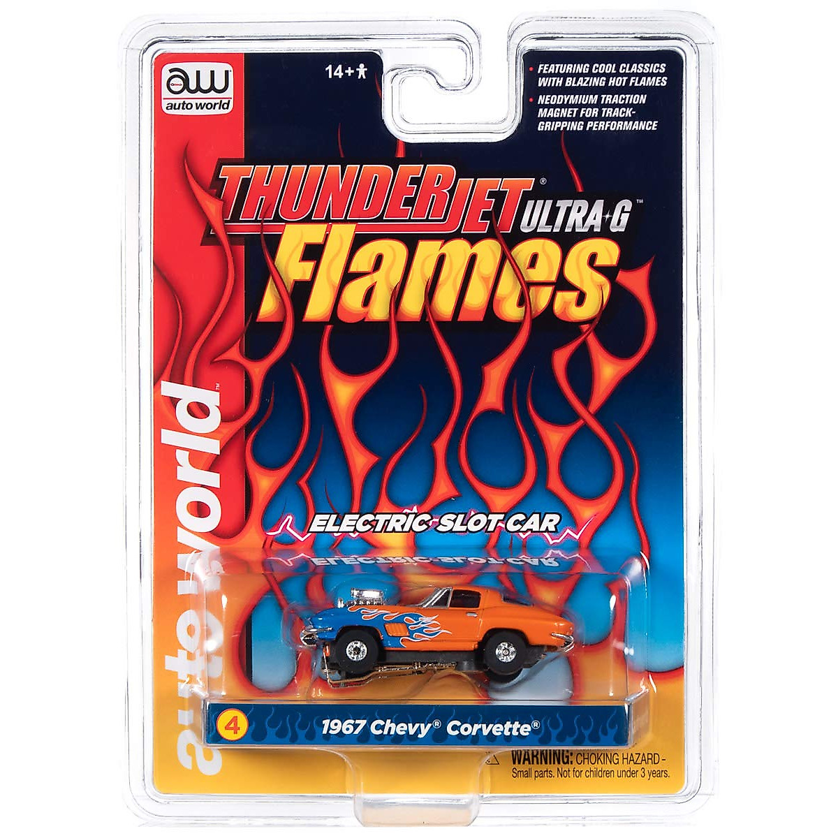 Auto World Flames - Thunderjet - Release 29 - 1967 Chevrolet Corvette w/ Blower Scale Slot Car