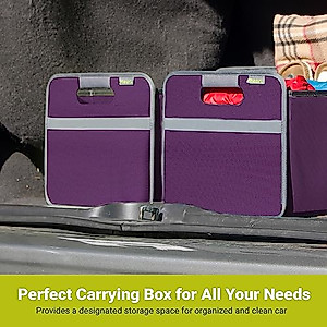 meori Large Trunk Organizer for Groceries Collapsible Midnight Magenta Storage Car SUV 2 Compartments