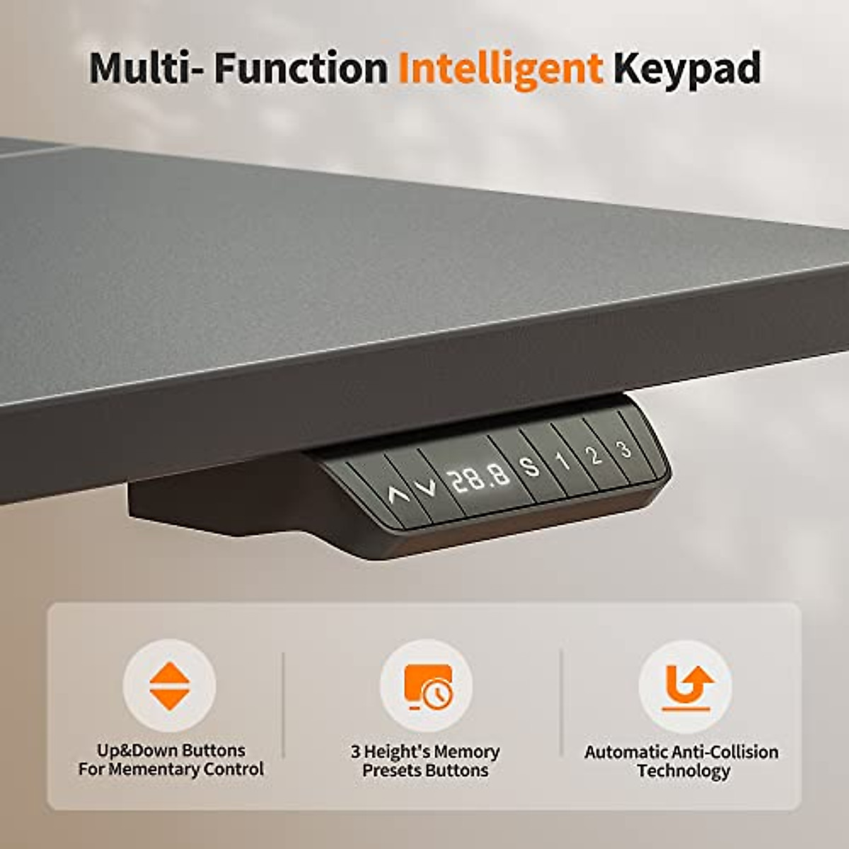 Cubiker 40 x 24 Inch Standing Desk, Stand up Height Adjustable Home Office Electric Table, Sit Stand Desk with Splice Board, Black Frame & Black Desktop