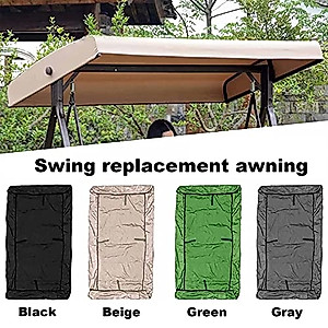 Outdoor Swing Canopy Replacement,Patio Chair Top Cover for Swing,Garden Porch Seat Furniture,2 & 3 Seater Waterproof UV Resistant Swing Canopy Seat Top Sunproof Protection Cover for Patio Garden Yard