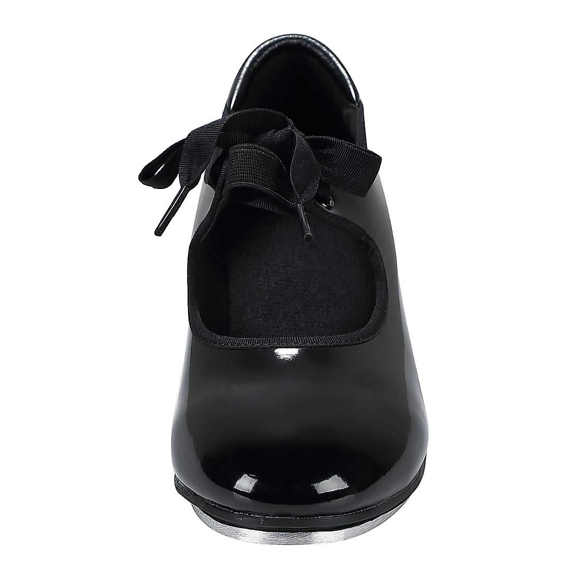 Linodes Unisex PU Leather Ribbon Tie Tap Shoe Dance Shoes for Women and Men's Dance Shoes-601-Black Patent-8M