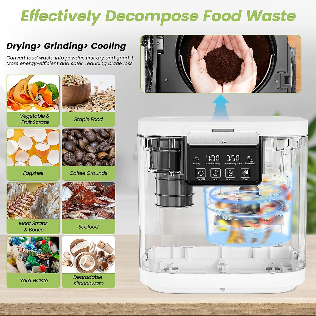 Smart Electric Kitchen Composter - 4L Odorless Bin
