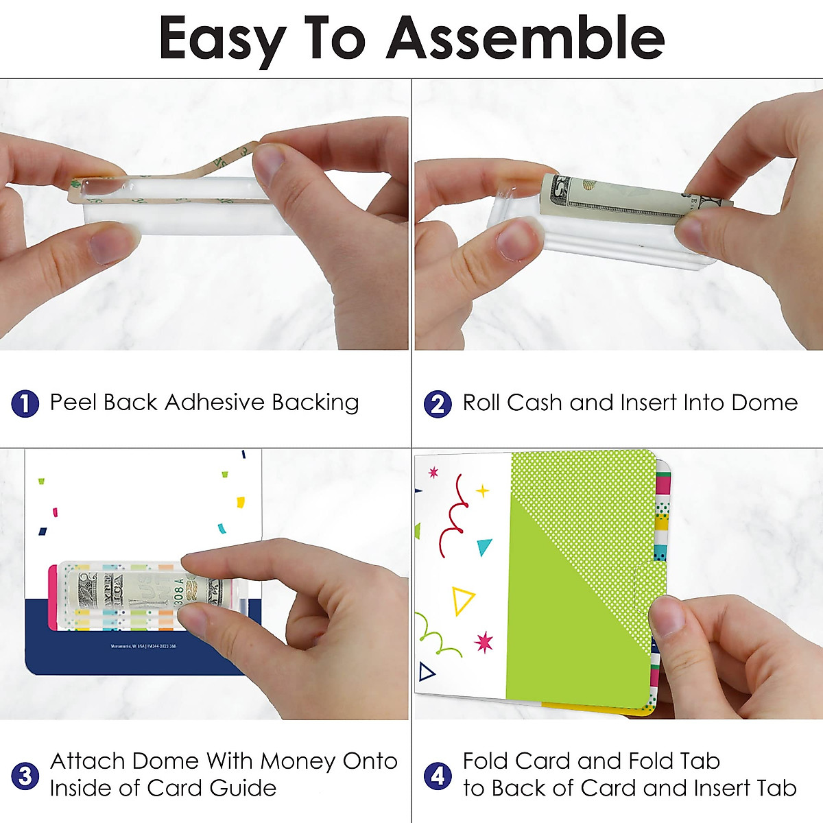 Big Dot of Happiness Cheerful Happy Birthday - DIY Assorted Colorful Birthday Party Cash Holder Gift - Funny Money Cards - Set of 6