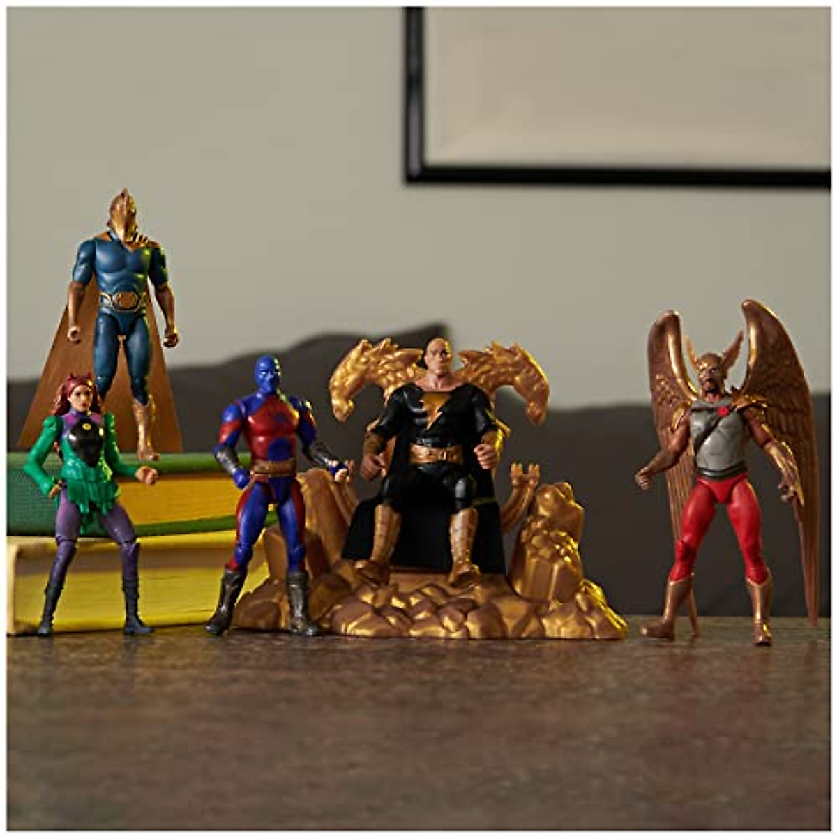 DC Comics, Black Adam and Justice Society Set, 4-inch Black Adam Toy Figures and Throne, Hawkman, Dr. Fate, Atom Smasher, Cyclone, Kids Toys for Boys and Girls Ages 3 and Up (Amazon Exclusive)