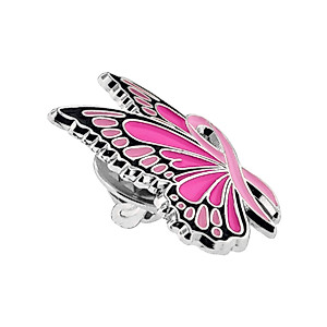 PinMart Breast Cancer Awareness Butterfly Pink Ribbon Enamel Lapel Pin - 1 Piece