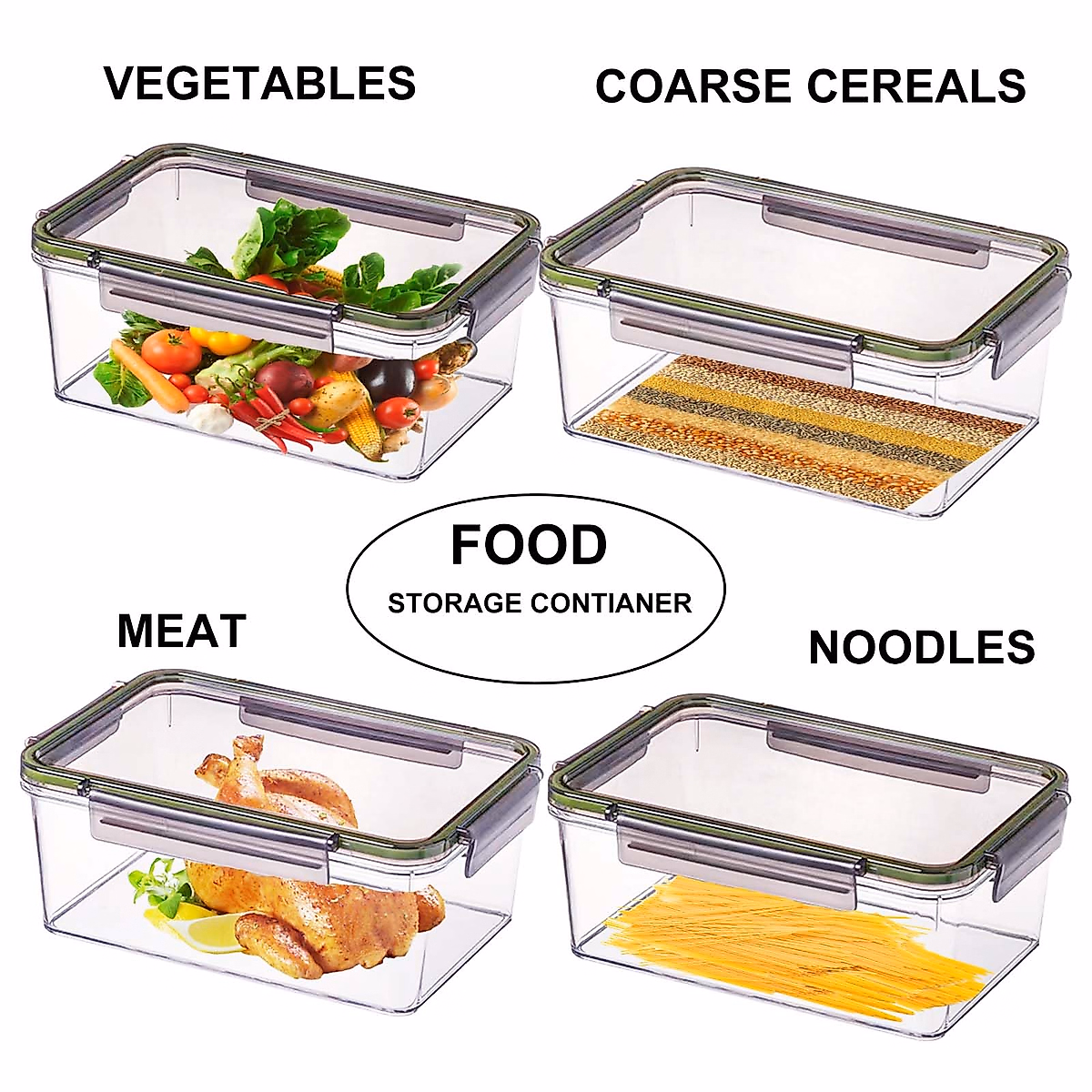 Foncroto Sandwich Food Storage Containers With Lids: 118 OZ Reusable Leakproof Storage Containers With Lids,Plastic Meal Prep Storage Container for Sandwich Vegetable,Salad,Fruit