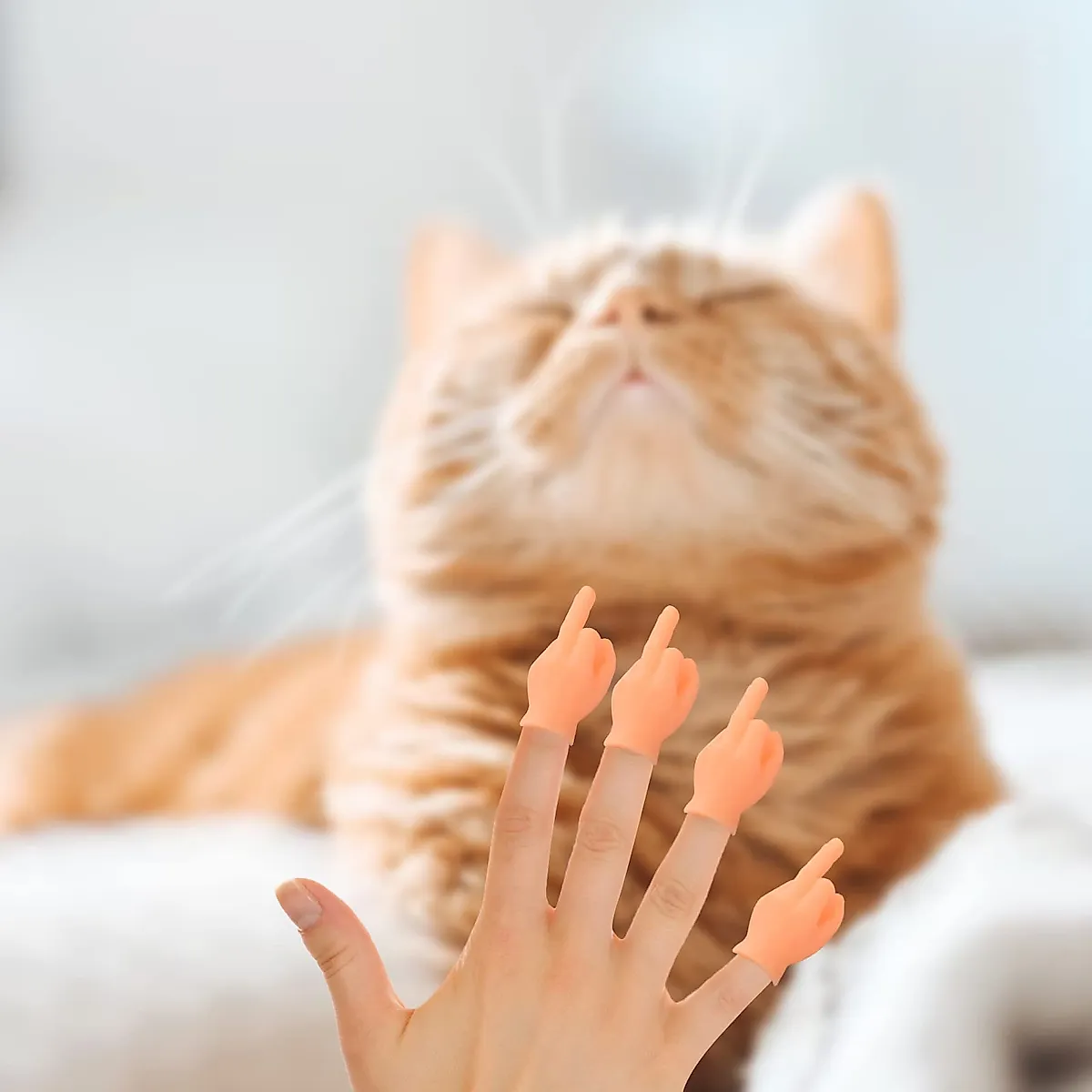 Tiny Hands for Fingers - 10 Pcs Cute Mini Hand Puppet (Middle Finger Sign) Premium Rubber