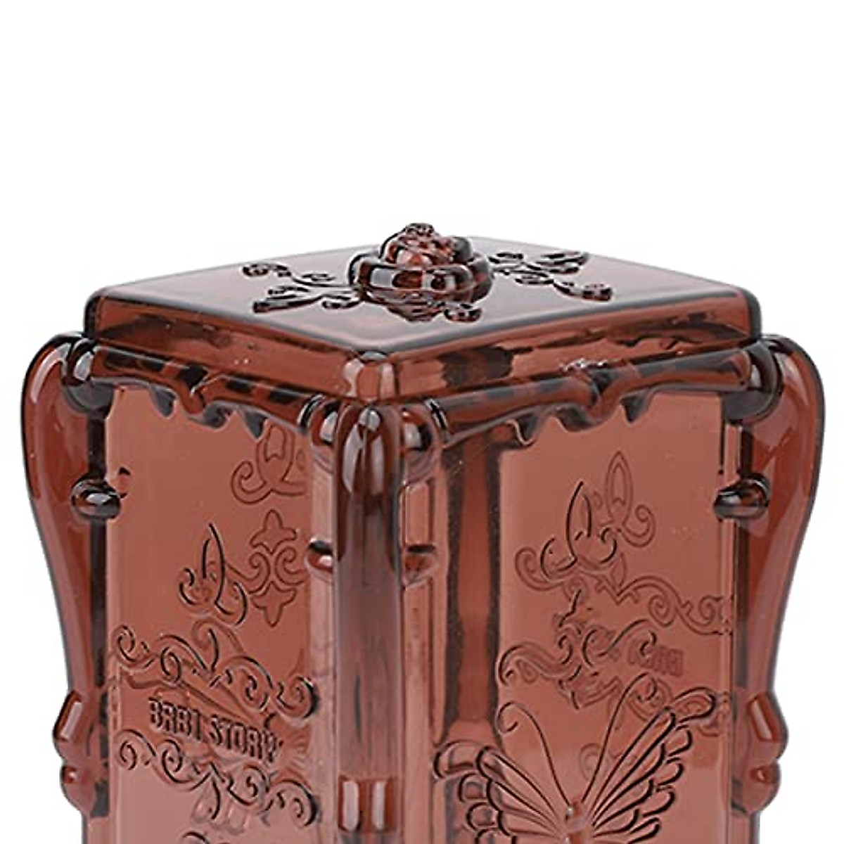 Agatige Cotton Pad Holder, Butterfly Rose Flower Cotton Pad Dispenser with Cover for Home(Translucent Coffee)