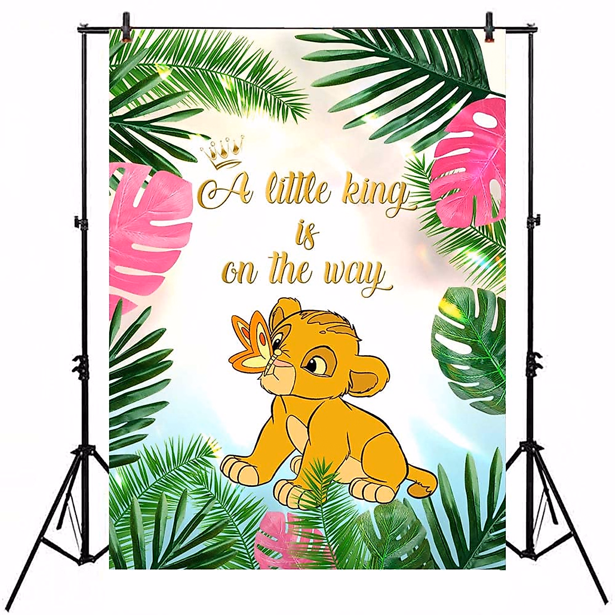 VV Backdrop Lion King Baby Shower Backdrop for Boy 7x5 A Little King is on The Way Baby Shower Background for Kids Jungle Leaf Infant Lion King Bacckdrops for Boys First Birthday