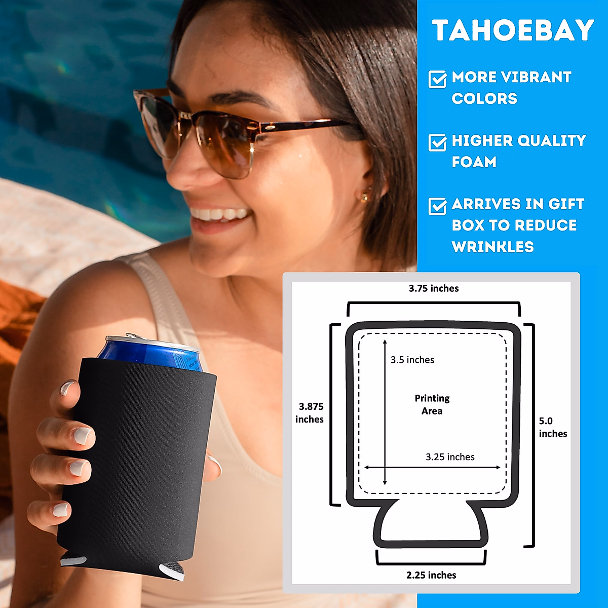 TahoeBay Blank Beer Can Coolers, Plain Bulk Collapsible Foam Soda Cover Coolies, Personalized Sublimation Sleeves for Weddings, Bachelorette Parties, HTV Projects (Multicolor)