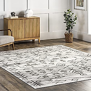 nuLOOM Rhonda Machine Washable Global Inspired Moroccan Area Rug, 3' 3" x 5', Grey