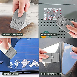 4pcs Double Edged Plastic Scraper Tool, Plastic Razor Blade Scraper Glass Scraper for Windows Decals Tint Labels Caulk Plastic Scraper Tool for Adhesive Remover for Stickers and Paints on Car Glass