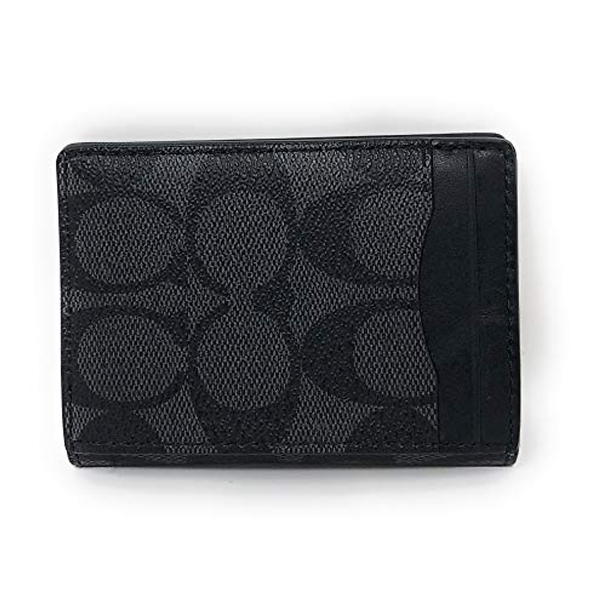 Coach Men's Magnetic Leather, Card Case, Qb/Charcoal, Small
