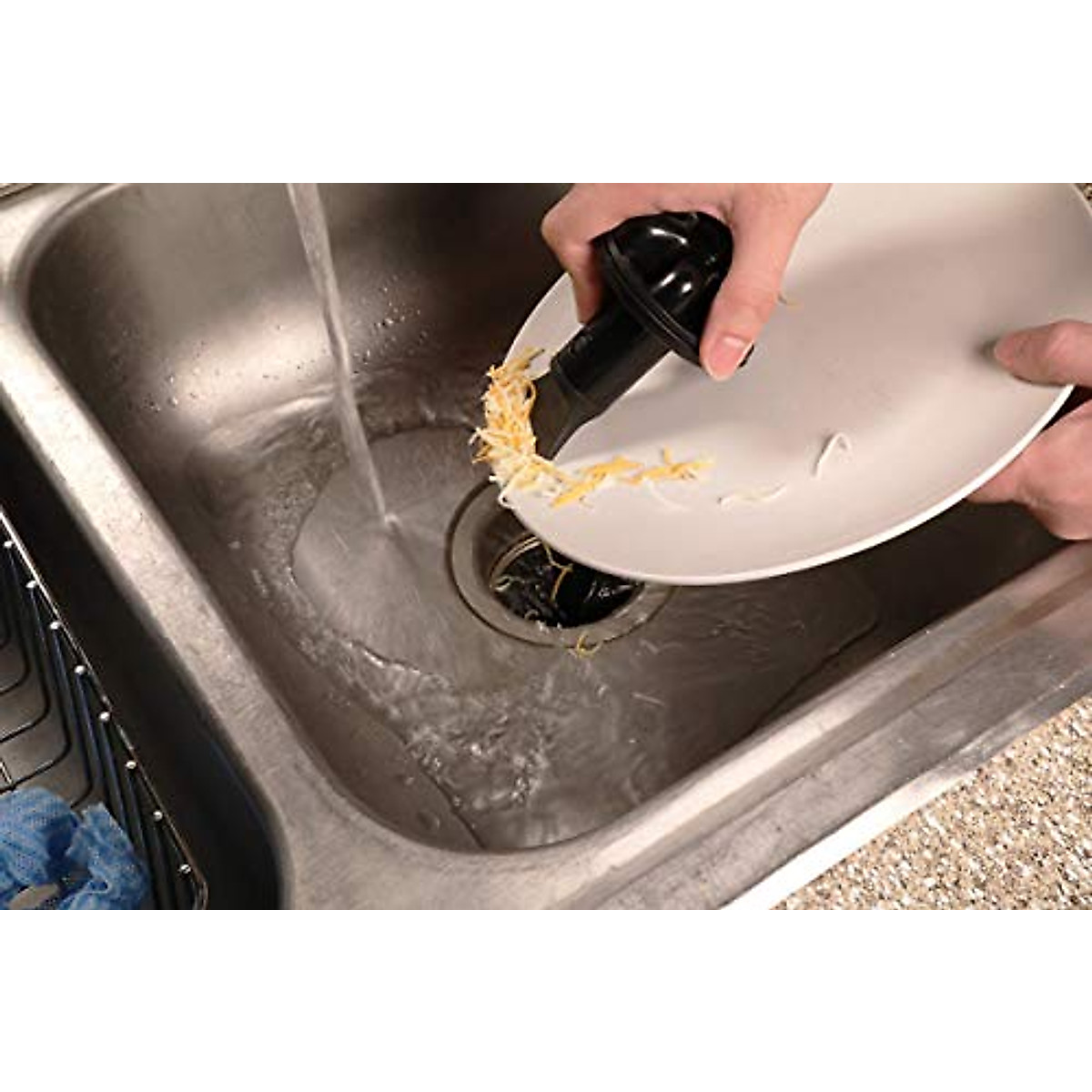 Danco 10768A | Disposal Genie II Garbage Disposal Strainer and Stopper, Kitchen Sink Drain Splash Guard with Food Scraper, Black, 1-Pack