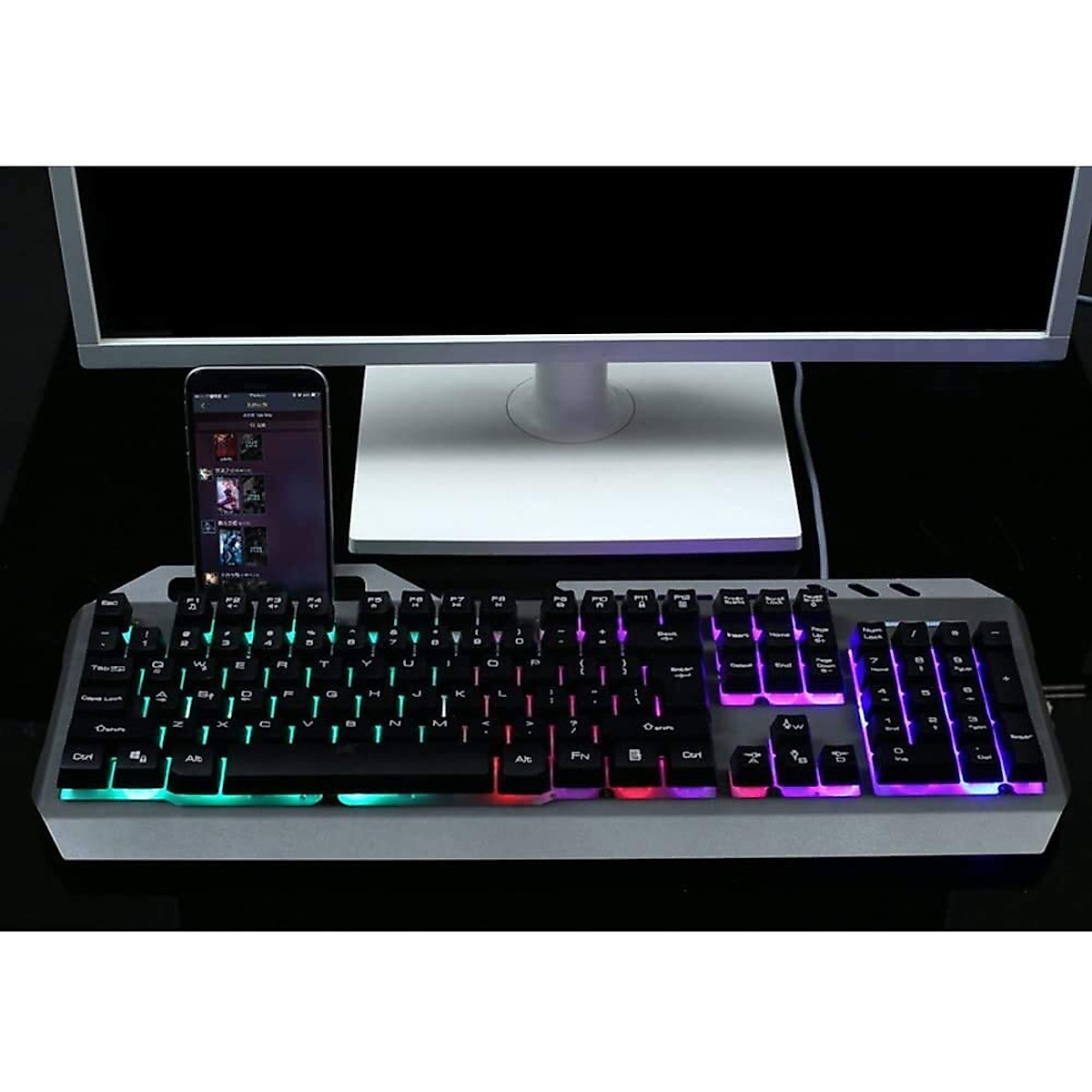 HJJWL Gaming Keyboard, USB Colorful Rainbow LED Backlit Wired Esport for Laptop/Notebook/Desktop PC (Black),Colour Name:Black (Color : Black)