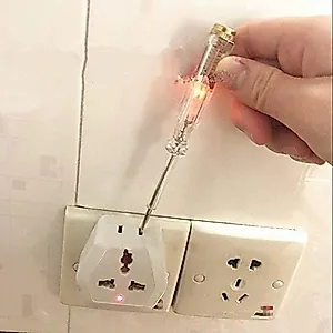 Fielect Test Screwdriver, Voltage Detector Pen Light Circuit Tester Electric Test Pen Screwdriver Neon Tube AC/DC 100-500V Clear 1pcs