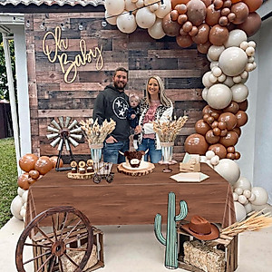 4Pcs Wood Grain Tablecloths, Rustic Table Covers, Rectangular Brown Wood Tablecloth for Rustic Party, Western Barn Themed Birthday Party, Cowboy Party Decorations, 51 x 86.6 Inch (Wood Grain)