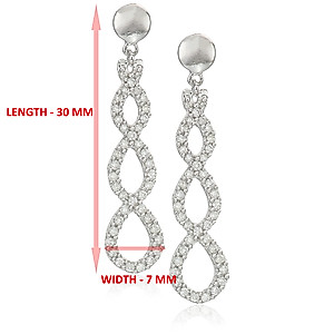 Vir Jewels 1/2 cttw Diamond Infinity Earrings Dangle Drop 10K White Gold 1.20 Inch