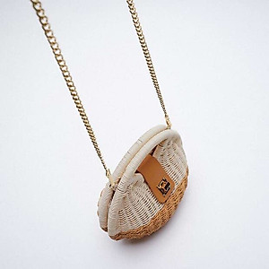 CEMDER Woven Bag One Shoulder Handbag Messenger Straw Bag Seashell Summer Seaside