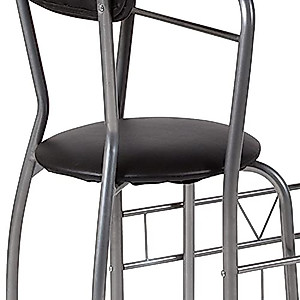 Flash Furniture Sutton 3 Piece Space-Saver Bistro Set with Black Glass Top Table and Black Vinyl Padded Chairs