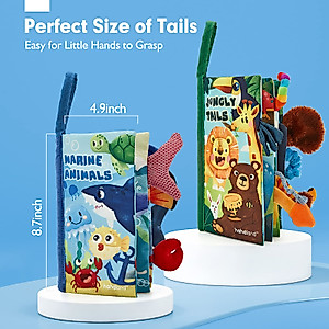 hahaland Baby Books 0-6 Months - 2PCS Baby Toys 0-6 Months Baby Toys 6-12 Months - Touch & Feel Tummy Time Books, Baby Boy Gifts, 3 6 9 Month Old Toys