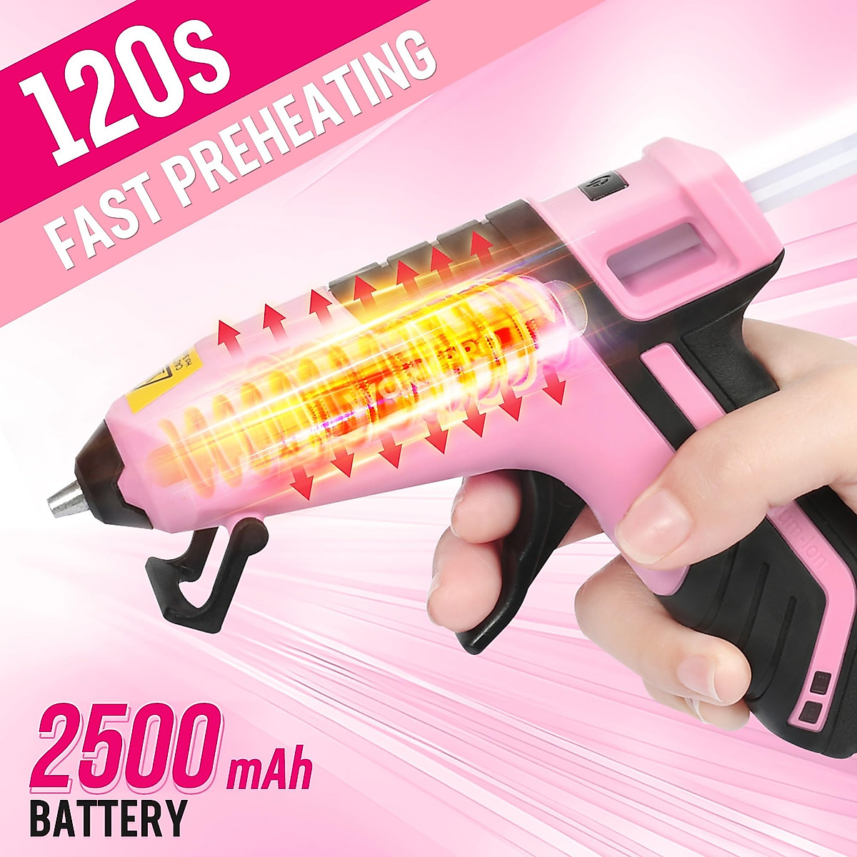 WORKPRO 3.6V Cordless Hot Glue Gun (Upgrade), Fast Preheating, Smart Power-Off, USB-C Rechargeable Glue Gun, Less-drip Hot Glue Gun Kit with 20 Pcs Premium Mini Glue Sticks for DIY, Crafting and Arts