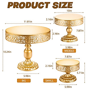 Tcomhk Gold Cake Stand Set-3 Pcs Gold Cupcake Stand-Gold Dessert Table Display Set Table Decoration Display Tower Plate for Baby Shower, Wedding, Birthday Party, Chrismas Celebration