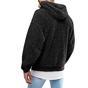 Muscularfit fall sweatshirt Men's Hoodies & Sweatshirts Casual Long Sleeve Plush and Fleece Hooded Sweater Fashion Fall Winter Pullover Coat mens sweatshirts hoodies Black M
