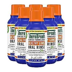 TheraBreath Healthy Gums Periodontist Formulated 24-Hour Oral Rinse, Clean Mint, 3 Ounce (Pack of 6)
