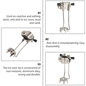 BESPORTBLE Heavy Duty Metal 5 Prong Ice Grip Cane Attachment Replacement Grip for Walking Sticks Trekking Pole Fits On All Canes