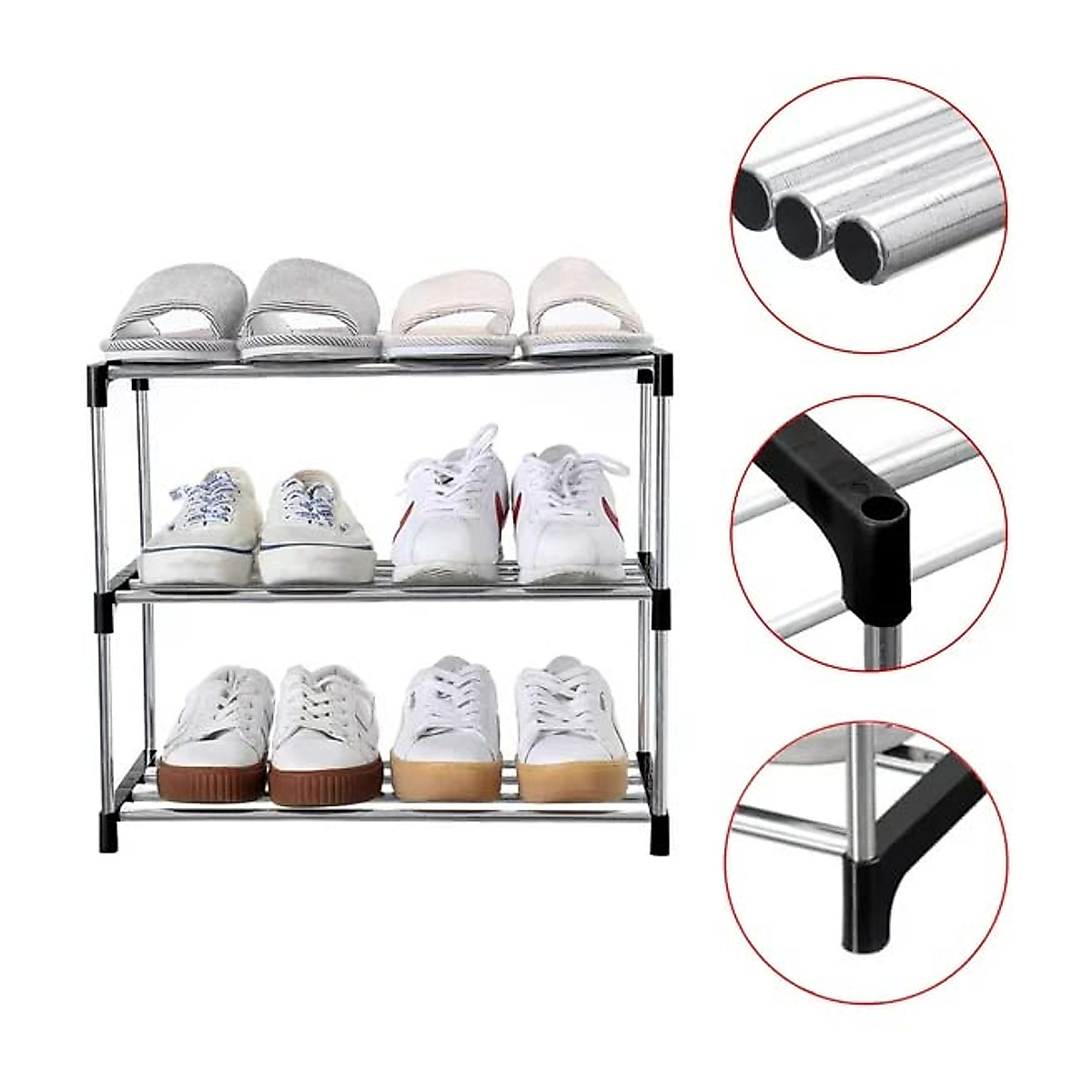 QOFI Three-layer shoe storage rack home classic black