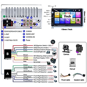 AMPrime Double Din Car Stereo Radio with Bluetooth 7” Touch Screen FM Receiver MP5 Car Player Support Mirror Link for Phone + Backup Camera/Steering Wheel Control