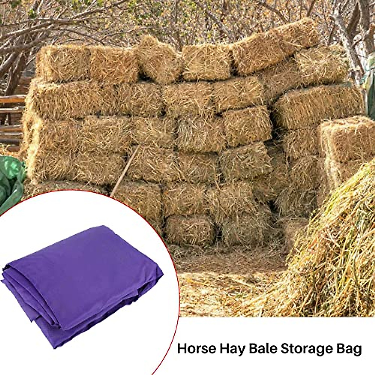 YUPVM Hay Bale Storage Bag, Extra Large Tote Hay Bale Carry Bag, Foldable Portable Horse and Livestock Hay Bale Bags with Zipper Waterproof, Purple