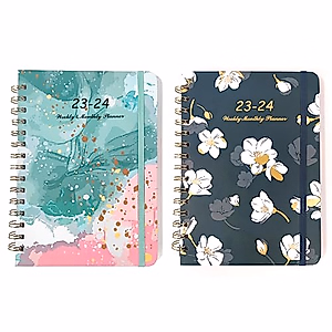 Academic Diary 2023-2024 Mid Year Diary July 2023-June 2024 A5 Week to View Twin-Wire Binding Weekly Planner with Hardcover Style 1