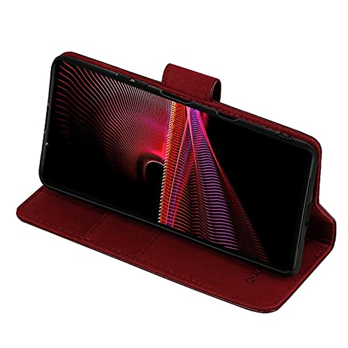 Chalk & Hide - Real Leather Book Wallet Case Cover for Sony Xperia 1 III (2021), Real Leather Design with Card Slot, Magnetic Closure and Built in Stand - Burgundy