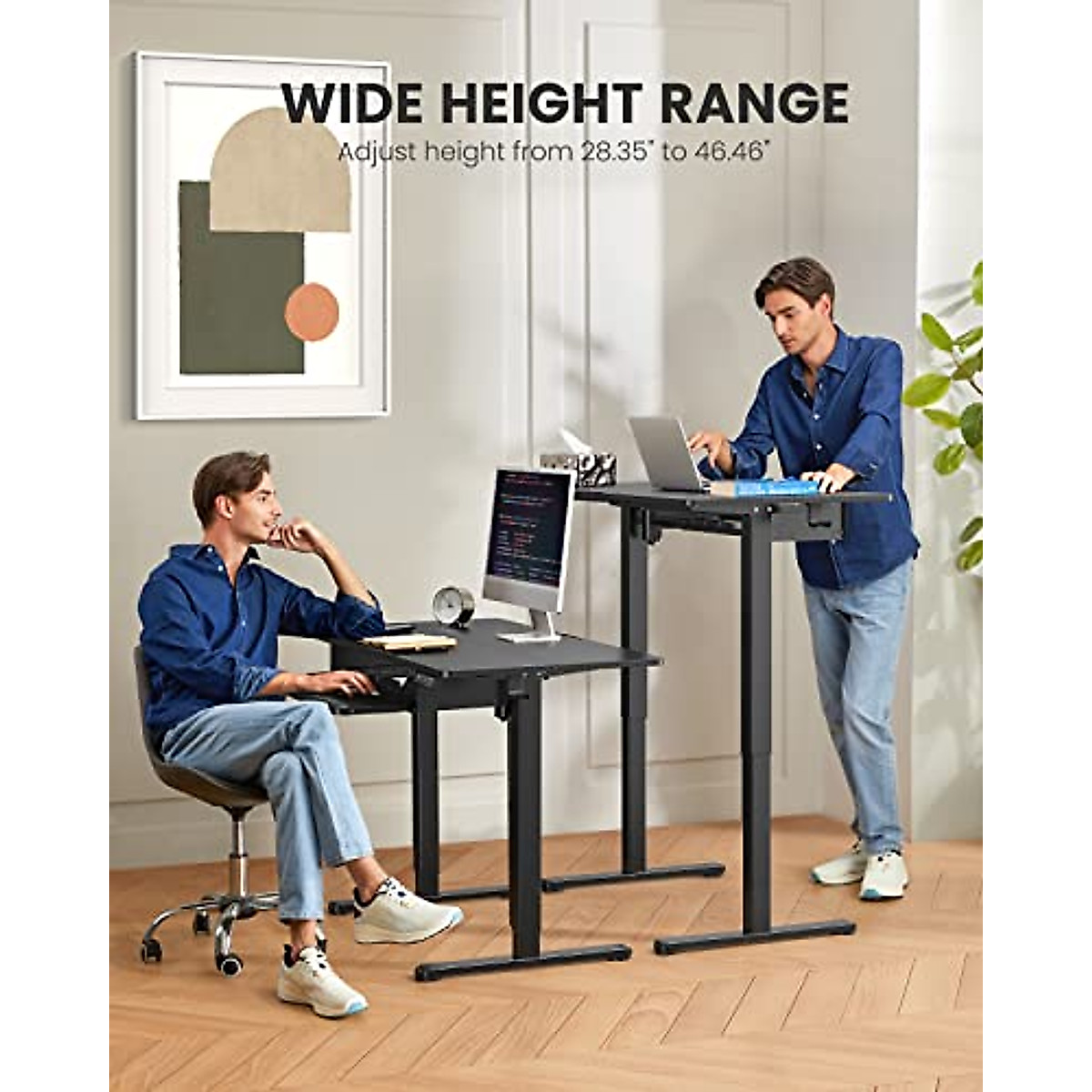 ErGear Electric Standing Desk with Keyboard Tray, Adjustable Height Sit Stand Up Desk, Home Office Desk Computer Workstation, 48x24 Inches, Black