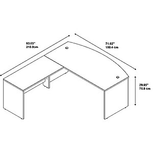 Bush Business Furniture Series C Elite 72W x 36D Bowfront Desk Shell with 48W Return in Mocha Cherry