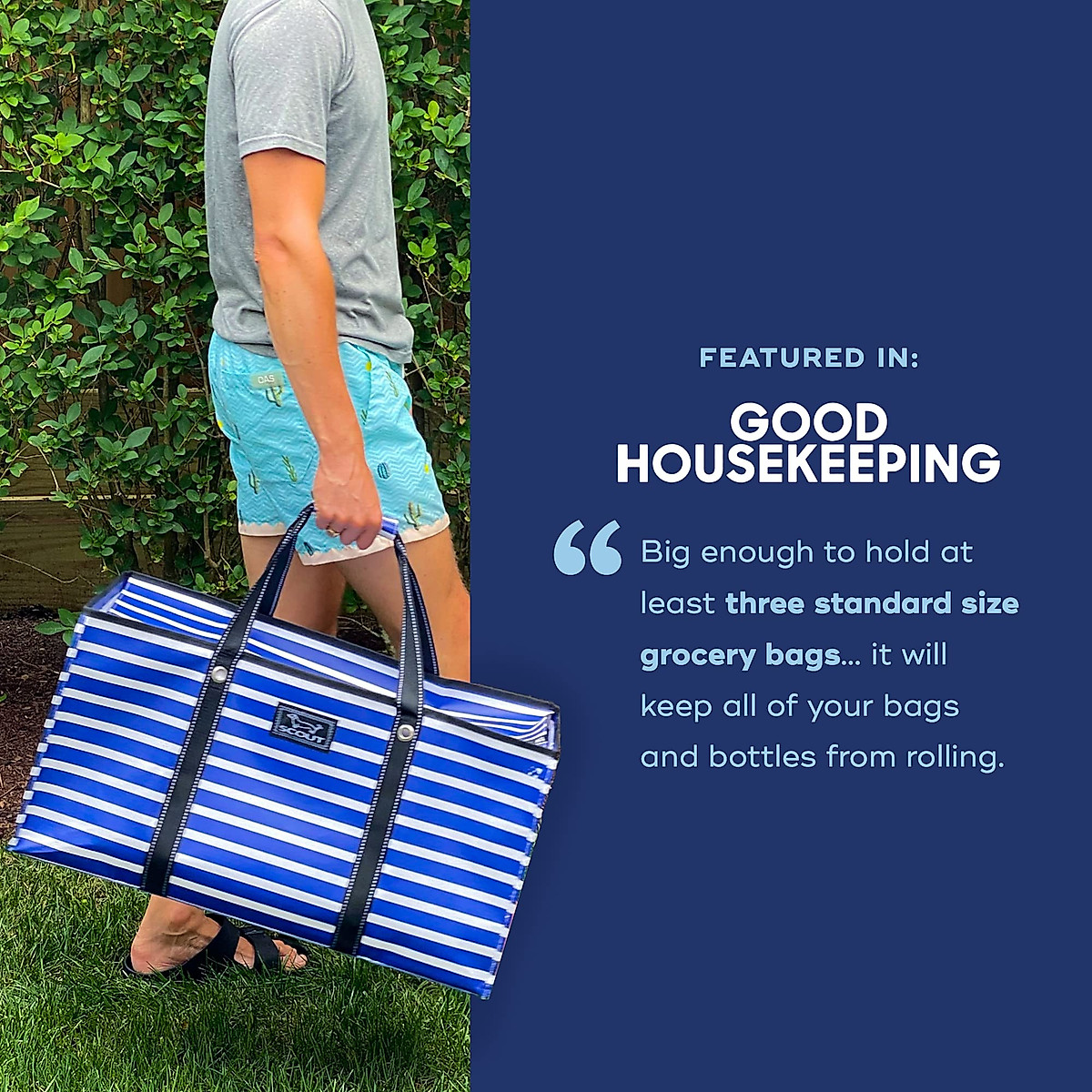 SCOUT Errand Boy - Extra Large Lightweight Utility Tote with Breakaway Zipper - Collapsible Grocery and Market or Beach Tote