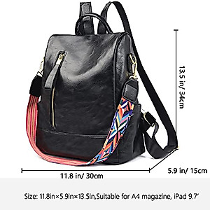 ZOCILOR Backpack Purse for Women, Stylish Leather Design, Large Capacity Travel & College Shoulder Bag, Anti-Theft Feature with Rear Zipper Opening (Black)