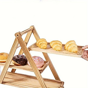 Wooden Cake Stand with 3 Tiers, Rectangular Pastry Display Stand, Portable & Detachable Dessert Rack, Party Food Tray, Serving Platter for Fruits, Cakes & Sweets, Wedding Catering Display