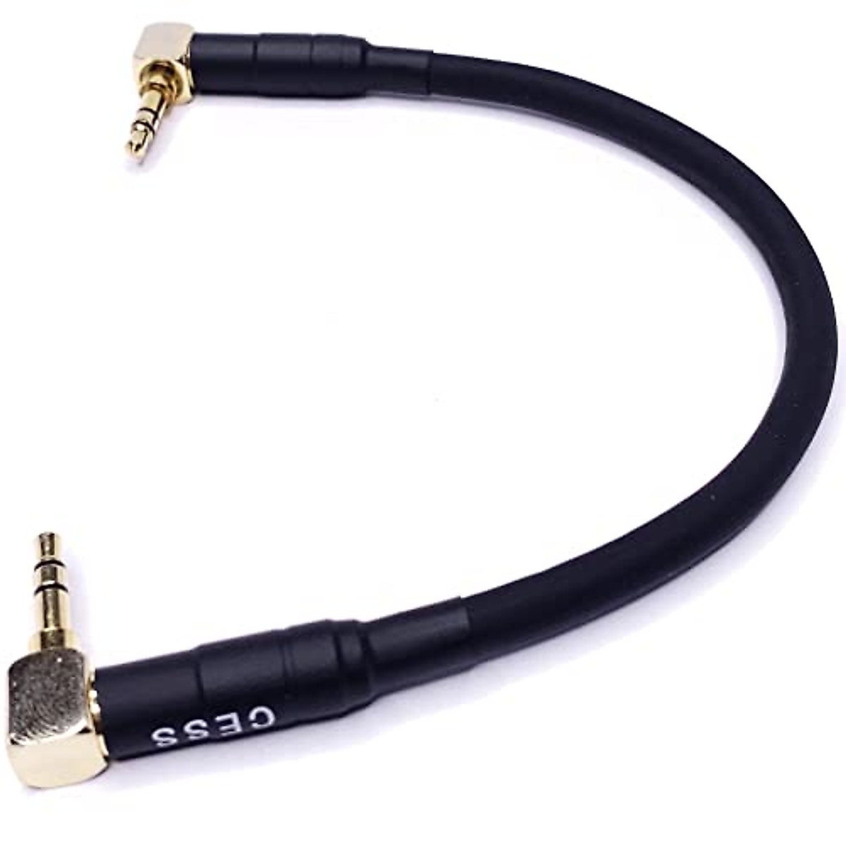 CNCESS CESS-068 Short Audiophile Audio Cable 3.5mm TRS Right Angle Male to Male, 6 Inches