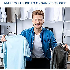 HOUSE DAY Black Standard Plastic Hangers Tubular Adult Hangers 16.5 Inch Light-Weight Hanger for Laundry & Everyday Use, Slim & Space Saving, Heavy Duty Clothes Hanger 24Pcs