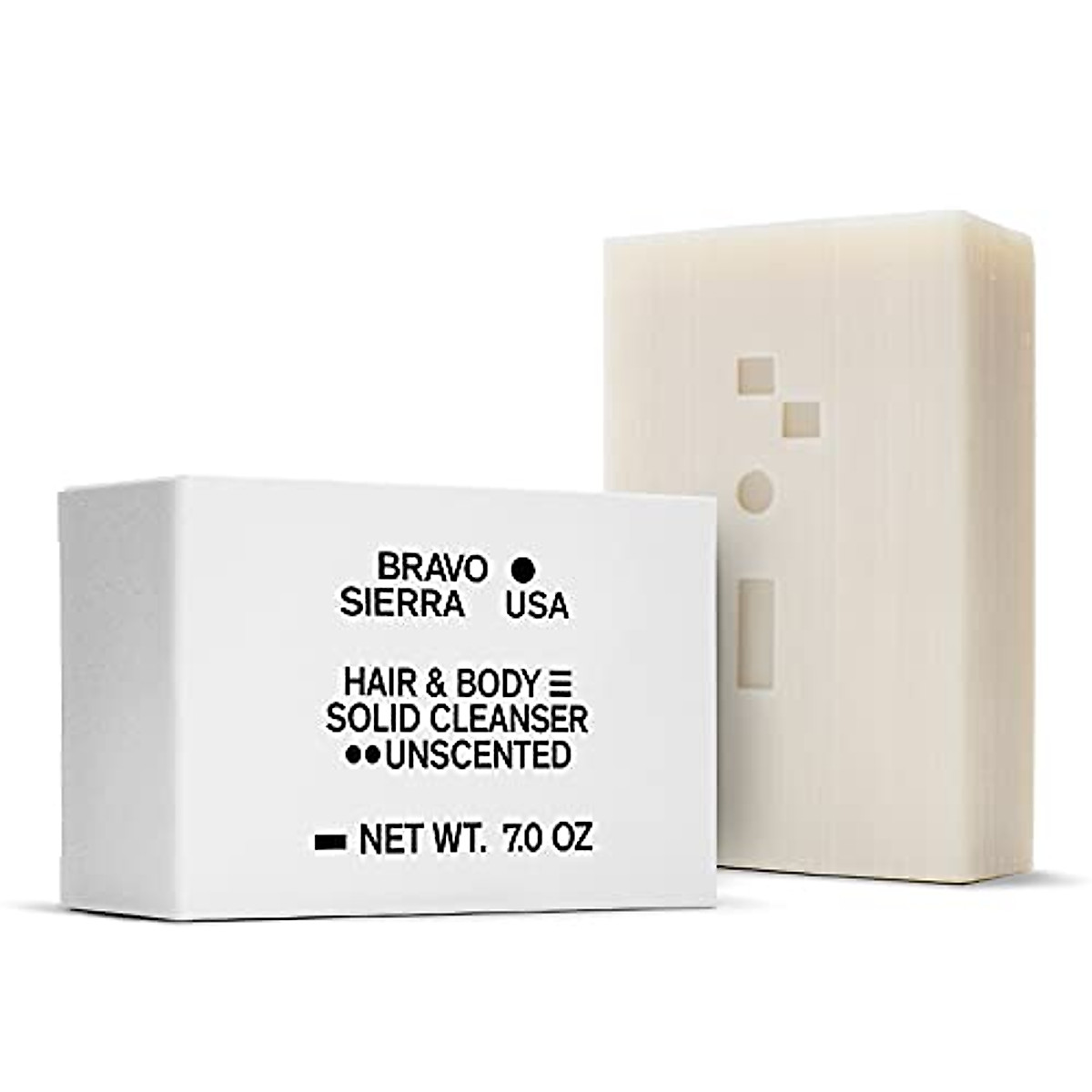 Bravo Sierra Body and Hair Mens Soap Bar All-In-One Shampoo & Soap for Men's Face, Hair & Body - Fragrance Free, 7 oz - Coconut, Shea Butter and Oat Flour for Soft Skin and Healthy Hair